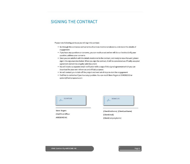 Signature Page Template For Contract